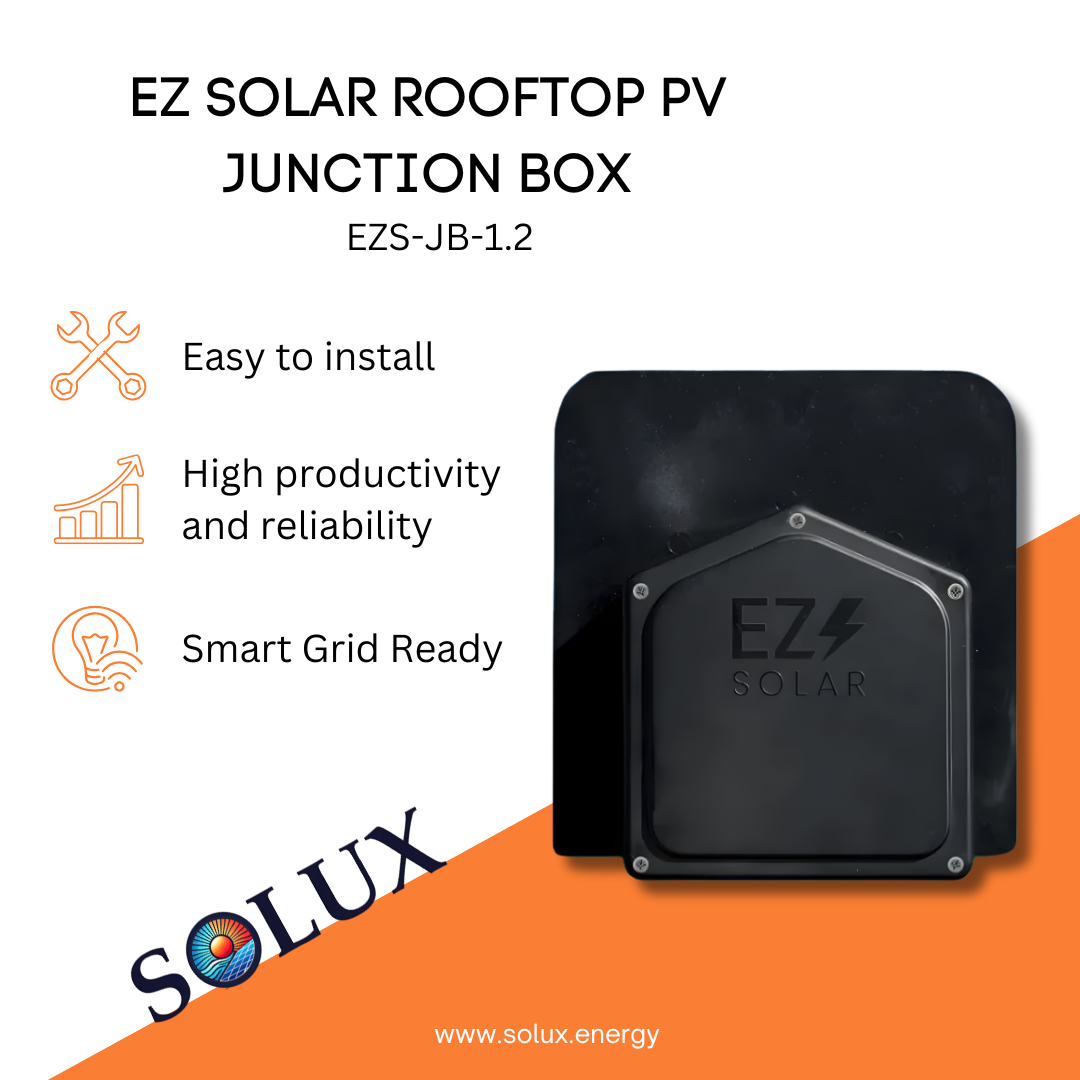 EZ Solar Junction Box PV for Asphalt Shingle 1000V/80Amp – Solux, LLC