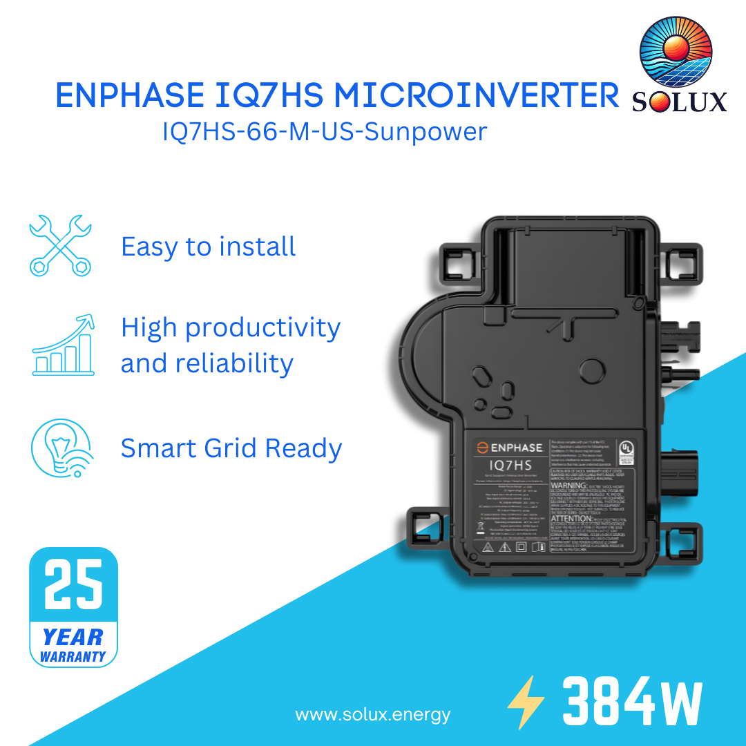 Enphase IQ7HS Microinverter- SunPower Branded – Solux, LLC