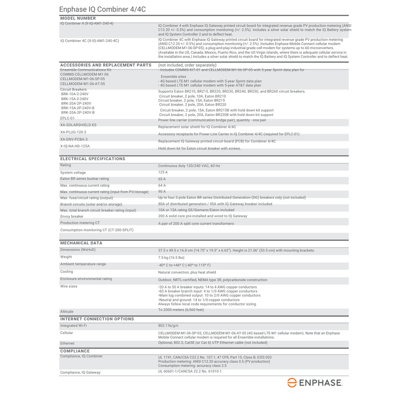 Enphase IQ Combiner with IQ Gateway PCBA 120V/240V Split Phase – Solux, LLC