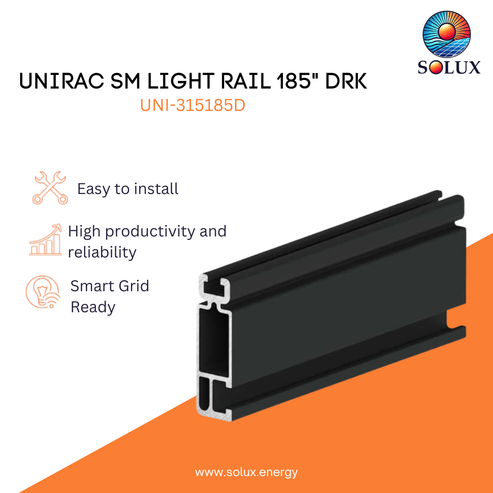 Rail Mounts, Unirac SM Light Rail 185" Dark – Solux, LLC