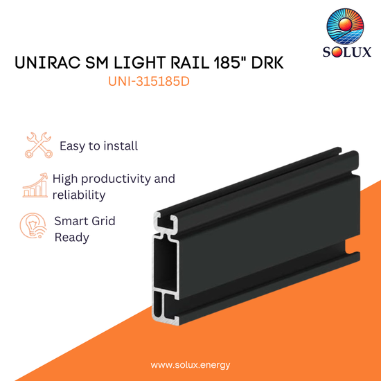 Rail Mounts, Unirac SM Light Rail 185" Dark – Solux, LLC